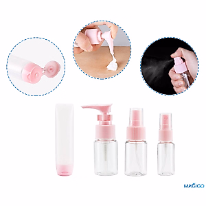 MAGIGO Pink Toiletries Leak Proof Travel Bottle Set (16 Pack), TSA Approved Airline Carry-On with Clear Bags for Women