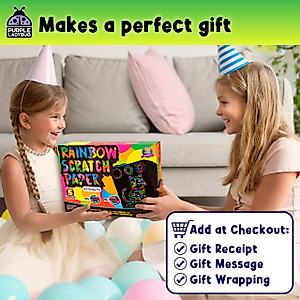 PURPLE LADYBUG 20 Pages Big Rainbow Scratch Paper Notepad for Kids - Ideal 4 5 6 7 8 9 10 11 12 Year Old Gift for Girls & Boys, Airplane Car Travel Activities for Kids Ages 4-8 & Up