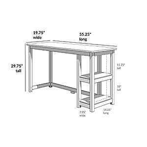 Plank+Beam Computer Desk with Shelves, Simple Desk for Bedroom, Home Office Study Desk, 55.25 Inch, Natural