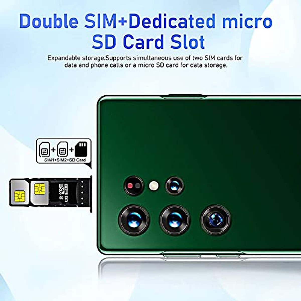 Echoamo 5G Unlocked Cell Phones，4G+128GB Dual Sim Smartphones, 6.8inches Waterdrop Screen C21 Unlocked Mobile Telefono, Android Unlocked Phone 24+48 MP | 5000mAh | Fingerprint Lock & Face ID (Green)