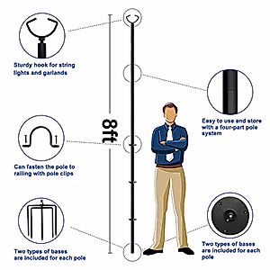 MARVOWARE 4Pcs String Light Poles for Outdoors Weather Resistant,Stainless Steel Tall,Christmas Decoration,Light Pole for House Garden Patio Wedding Cafe Party(No Light Bulb Included)