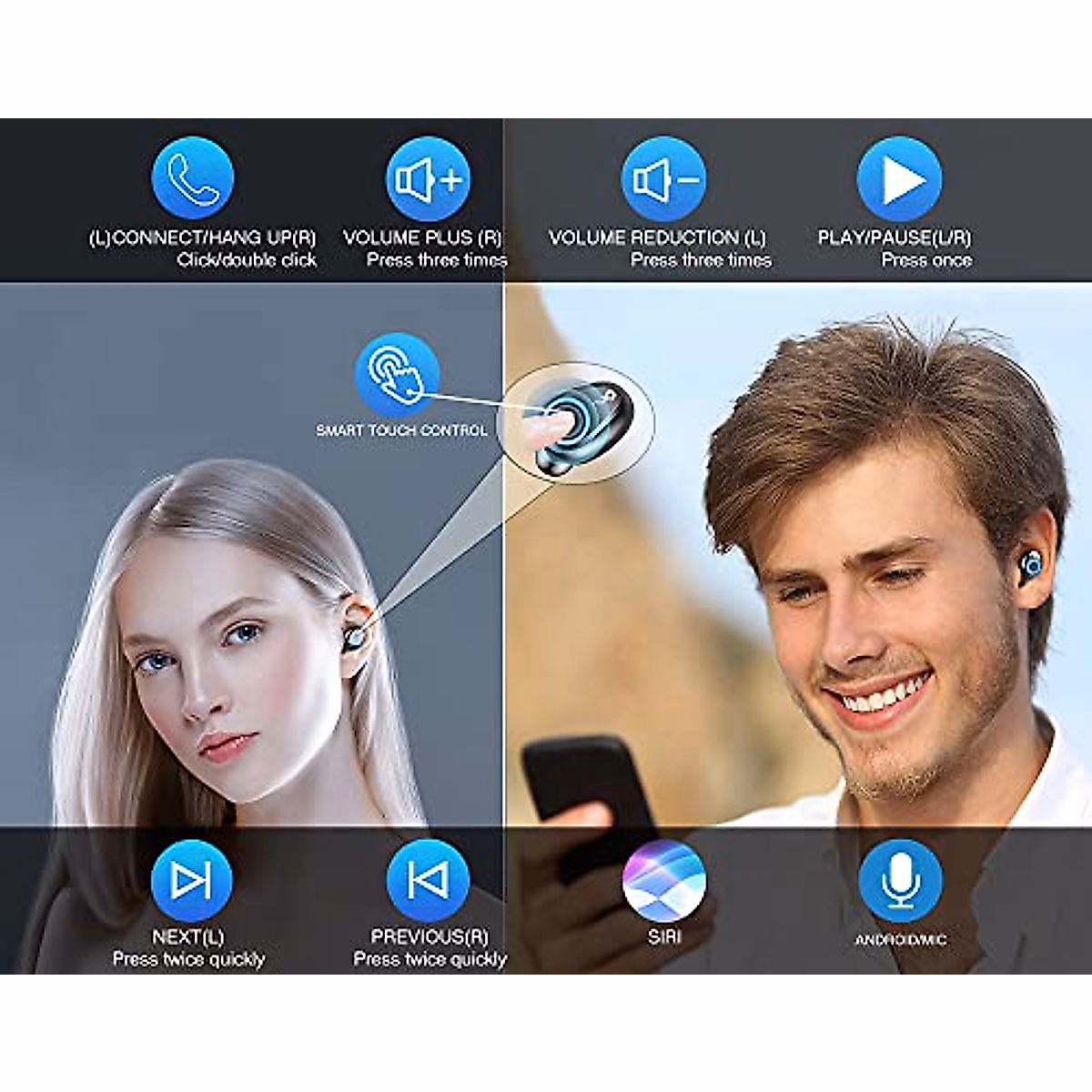 Volt Plus TECH Slim Travel Wireless V5.1 Earbuds Compatible with Your Asus TUF Gaming VG249Q1A Updated Micro Thin Case with Quad Mic 8D Bass IPX7 Waterproof/Sweatproof (Black)