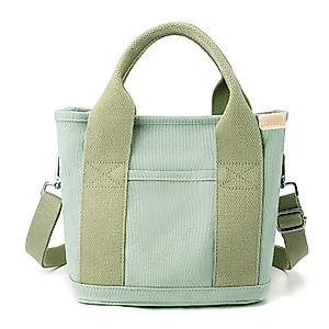 Large Capacity Multi-Pocket Handbag Women's Canvas Tote Purses Crossbody Bag Handmade Crossbody Bag Handbag Vintage Tote Bags (Green)