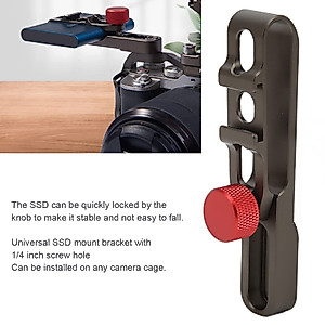 SSD Mount Bracket, Aluminium Alloy SSD Holder Clamp, SSD Mount Bracket Holder with Cold Shoe Mount and Wrench, for T5 SSD, Expanding Fill Lights, Microphones, etc