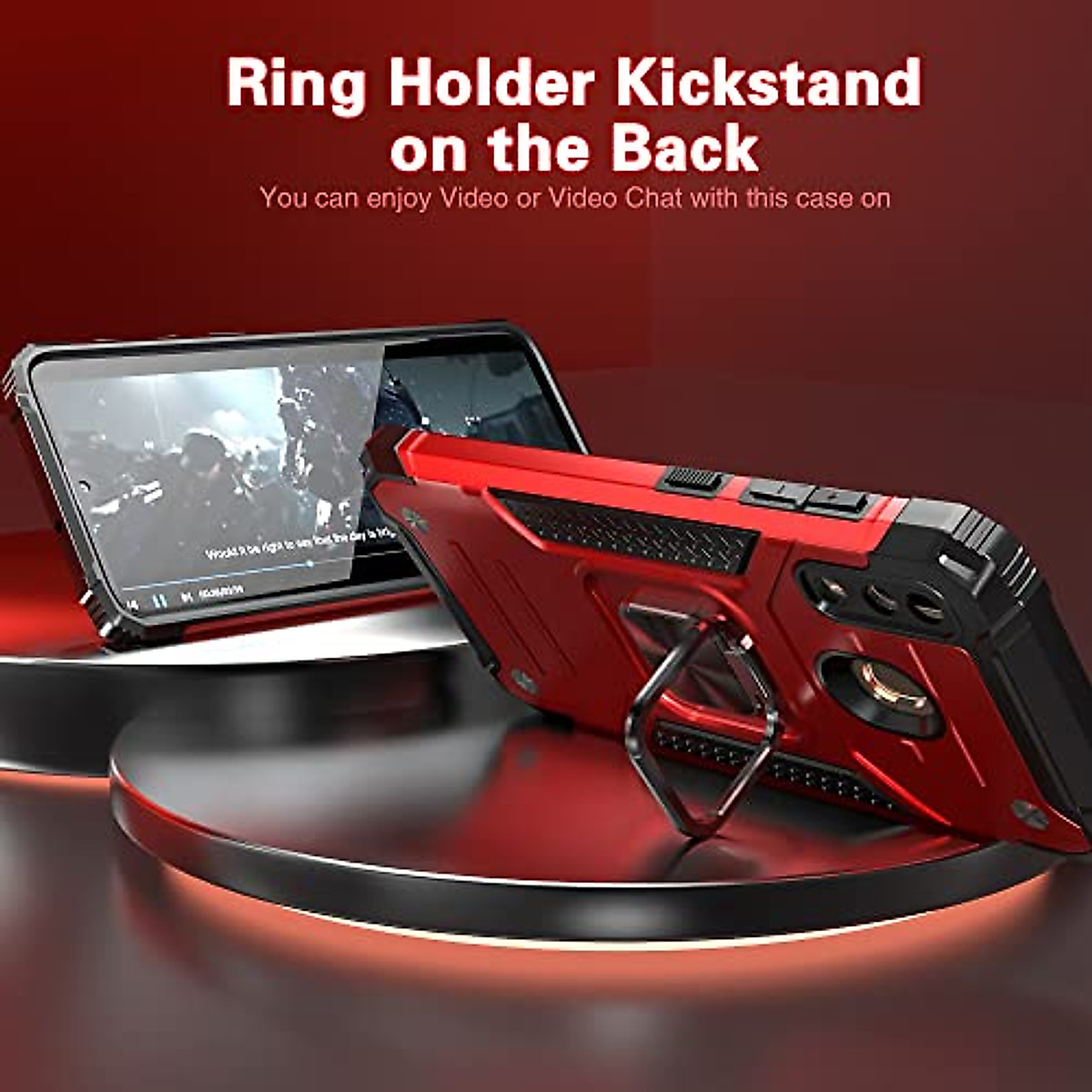 IDYStar Galaxy A20 Case with Screen Protector, Galaxy A30 Case, Shockproof Drop Test Cover with Car Mount Kickstand Lightweight Protective Cover for Samsung Galaxy A20/A30, Red