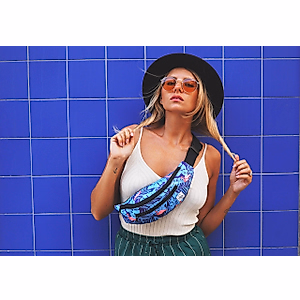 Vibe Festival Gear, proposed title- Vibe Festival Gear Fanny Pack for Men Women - Many Prints - Black Holographic Silver Gold Cute Waist Bag for Festival Rave Hiking Running Cycling