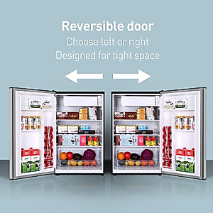 4.5 Cu.Ft Compact Fridge Mini Refrigerator with Freezer Small Refrigerator Auto Defrost,Super Quiet,6 Adjustable Mechanical Thermostat,Energy Saving,LED Inside for Room Dorm Office (Black)