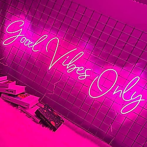 Good Vibes Only Neon Sign LED with Dimmable Neon Night Bedroom Home Wall Decor Bachelorette Party Birthday Wedding Bar Club Decor Reusable Large Neon Signs Pink