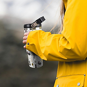 30oz Easter Tumbler with Handle and Straw, Black Rabbits Insulated Tumbler, Leak Proof Travel Coffee Mug, Reusable Stainless Steel Easter Egg Tumbler, Easter Gifts for Women (black white)