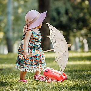 5pcs Girls Floral Photo Photography Cloth Umbrellas Decorative Flower Layout Lace Small Parasols Accessories Bride Girl Embroidery Umbrella Children Decoration Lady