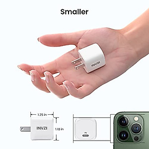 INVZI USB C Charger 20w - PD Fast Charging USB C Wall Charger Block – Mini Power Adapter for iPhone 13 Pro Max/13 Pro/13 Mini/SE/iPhone 12 Pro Max/11, Pixel 5/4 4XL/3 3XL, Galaxy, iPad/iPad Mini/Pro