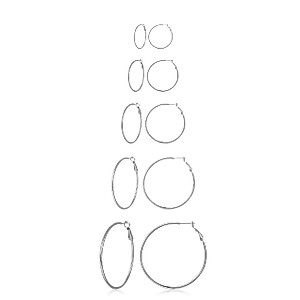 5 Pairs 316L Hoop Earrings For Women Stainless Steel Hoop Earring Set 25mm 30mm 35mm 40mm 45mm