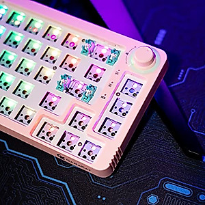 GK GAMAKAY LK67 65% RGB Modular DIY Mechanical Keyboard, 67 Keys Hot Swappable 3pin/5pin Switch, Programmable Triple Mode Bluetooth 5.0/USB-C Wired/2.4GHz Wireless Customized Keyboard Kit (Pink)