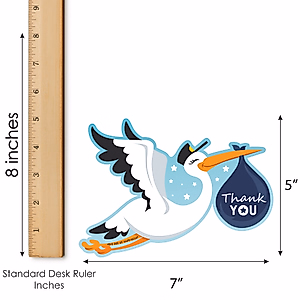 Big Dot of Happiness Boy Special Delivery - Shaped Thank You Cards - It’s A Boy Stork Baby Shower Thank You Note Cards with Envelopes - Set of 12