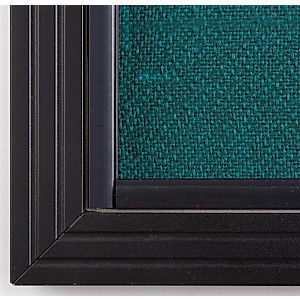 4 x 3 Foot Teal Fabric Tack board for Wall Mount Use, Locking Sliding Glass Door, 48 x 36 Inch Enclosed Bulletin Board for Indoor Use - Black Aluminum with Teal Fabric