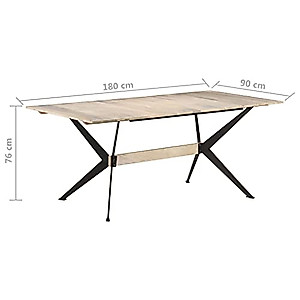 ULUYYUC Dining Table 70.9"x35.4"x29.9" Solid Mango Wood,Multifunctional Party Table Kitchen Tables Living Room Furniture Outdoor Table for Living Room, Kitchen, Backyard, Wedding