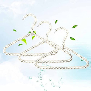 Ipetboom 3 Pcs Pearl Beads Clothes Hangers Pet Clothes Hangers Faux Pearl Baby Hangers Dog Costume Hangers Dress Coat Hangers Clothes Drying Rack for Kids Children Pet Dog White