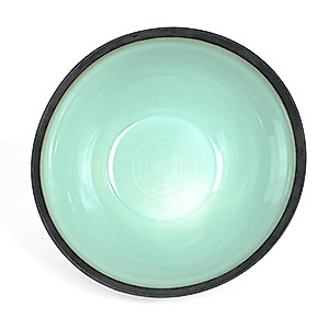Euro Ceramica Diana 9" Serving Bowl, 8.94 x 8.66 x 4.72, Mint Green/Graphic Grey
