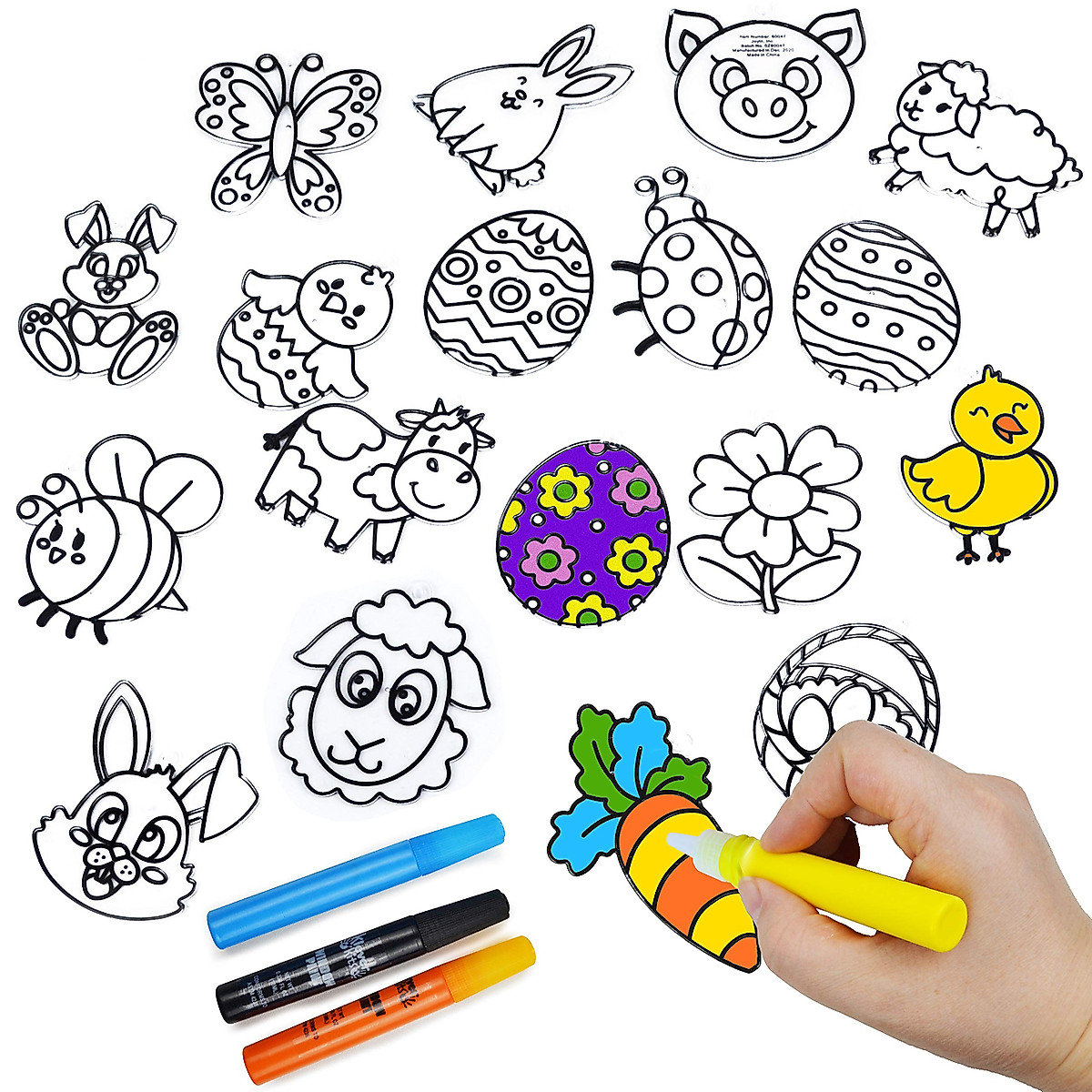 Klever Kits 18 Pcs Easter Suncatchers Crafts Set, Suncatcher Window Art Craft Kit for Kids Art & Home School Activities Party Favor Easter Party Supplies