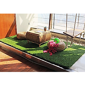 GOLDEN MOON Artificial Grass Turf Tile Interlocking Self-draining Mat, 1x1 ft, 1.5 in Pile Height, 6 Pack