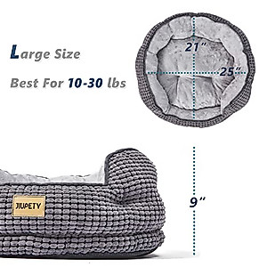 Jiupety Dog Beds for Small Medium Dogs,Washable Cat Beds for Indoor Cats,Small Dog Bed with Side for Puppy and Kitten,Large Soft Pet Bed Warm. 30lbs 25" Gray Black