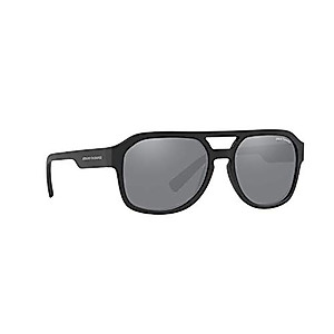 A|X ARMANI EXCHANGE Men's AX4074S Rectangular Sunglasses, Matte Black/Light Grey Mirrored/Black, 57 mm