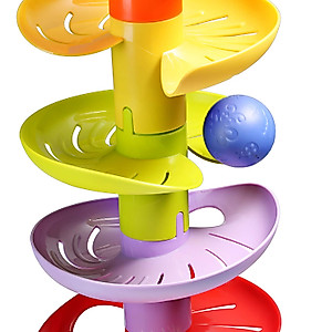 infunbebe Ball Drop Tower Colorful Ball Run Toy with 7 Balls for Toddlers, Activity Toy for Infant from 12 Months and up
