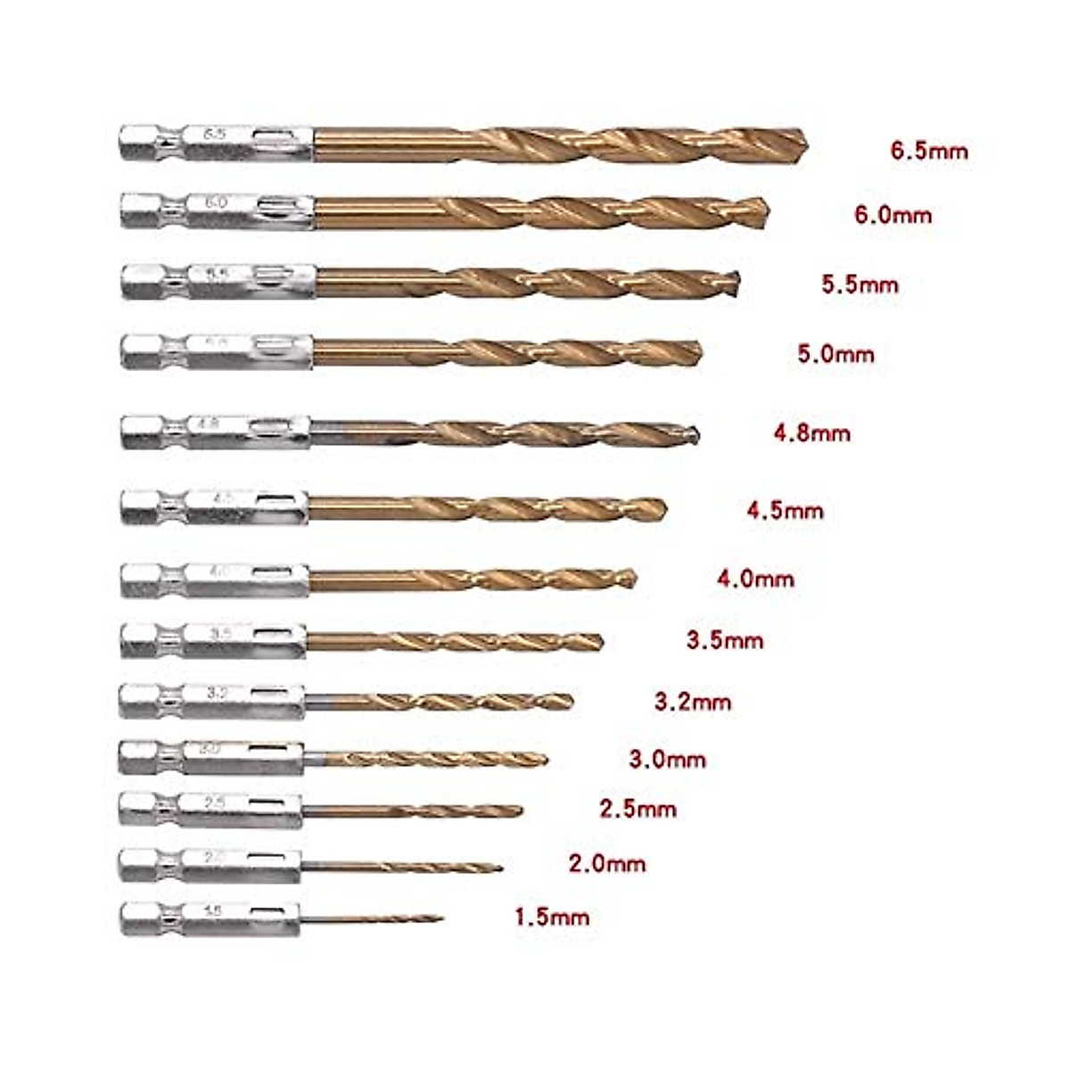 JUN-STORE SENMIAO-TH 13pcs/Set Titanium Drill Bit Set 1/4 Inch Hex Shank Twist Bit Multifunction Tools Electric Screwdriver Drill Wind Bit 13pcs