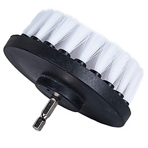 Drill Brush 5 inch Soft Bristle White Quick Change Shaft