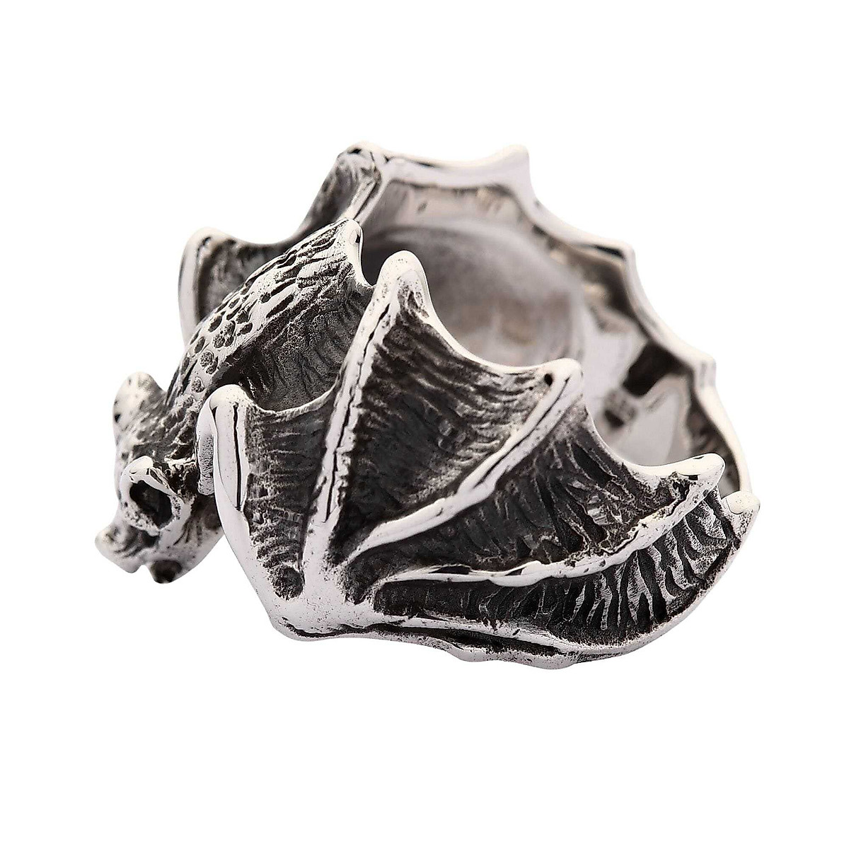 Bikerringshop 925 Sterling Silver Bat Gothic Ring Size 7