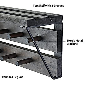 Medal Hanger & Trophy Shelf - Rustic Wood Wall Mount Display Rack, Use as a Medal Display with Shelf, Trophy Rack, Medal Holder and Medal Display Hanger, Race Medal Display and Medal Hanger with Shelf