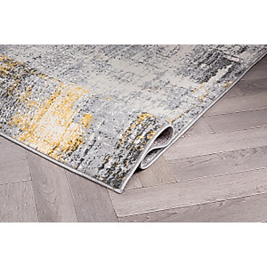 Rugshop Dublin Contemporary Abstract Stain Resistant Soft Area Rug 7'10" x 10' Yellow