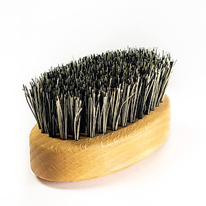 ZilberHaar - Elemental Beard Brush for Men and Mustache Brush - Stiff Natural Bristles and Beech wood - 100% Animal free - Made in Germany - 3 inches long