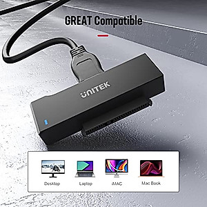 Unitek SATA to USB 3.0 Type C & USB A, SATA III Cable Hard Drive Adapter Converter for Universal 2.5/3.5 SATA HDD/SSD Hard Drive Disk, Optical Drive, Include 12V/2A Power Adapter