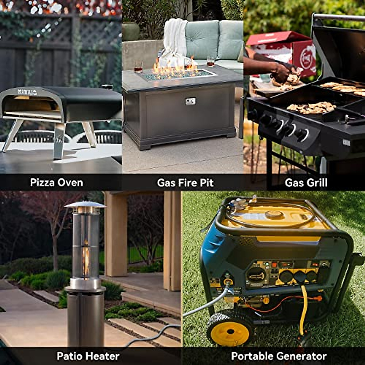 Kenmeister Chef 24 Feet 1/2 ID Natural Gas Hose with Quick Connect/Disconnect and 3/8" Female Flare by 1/2" Male Flare Adapter for Outdoor NG/Propane Appliance