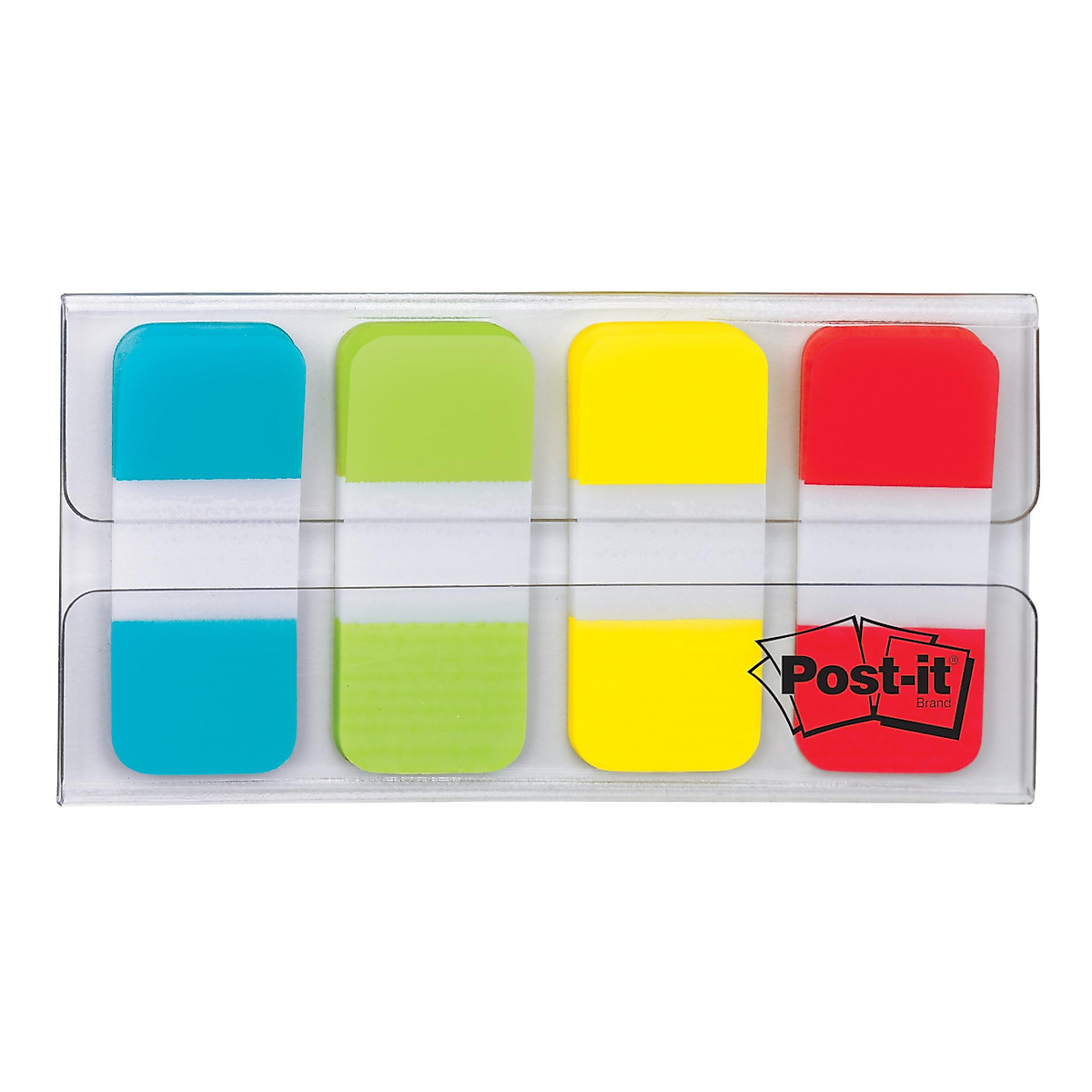 Post-it Tabs.625 in Solid, Aqua, Lime, Yellow, Red, 10/Color, 40/Dispenser (676-ALYR)