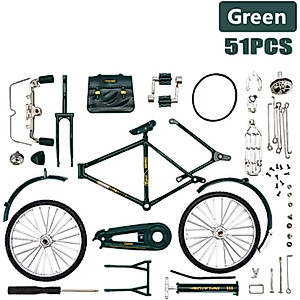 2023 DIY Bicycle Model Scale -【New Version】 Mini Retro Bicycle Finger Model Toy, 1:10 Simulation Alloy Retro Bike Model Collections Decoration, Creative Iron Art Tabletop Ornament Toys (Green)
