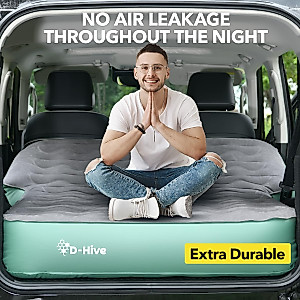 D-Hive Full Size SUV Air Mattress, Easy to Install with Built-In Pump, Quick Inflation, Anti-Deflate, Fits 2 People, Green