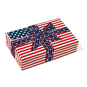 Estivaux 4th of July Ribbons for Crafting, 2.5 Inch ×10 Yard Patriotic Wired Edge Ribbon Blue Natural Burlap Ribbons American Stars Craft Ribbon Bows for Gift Wrapping Independence Day Decorations