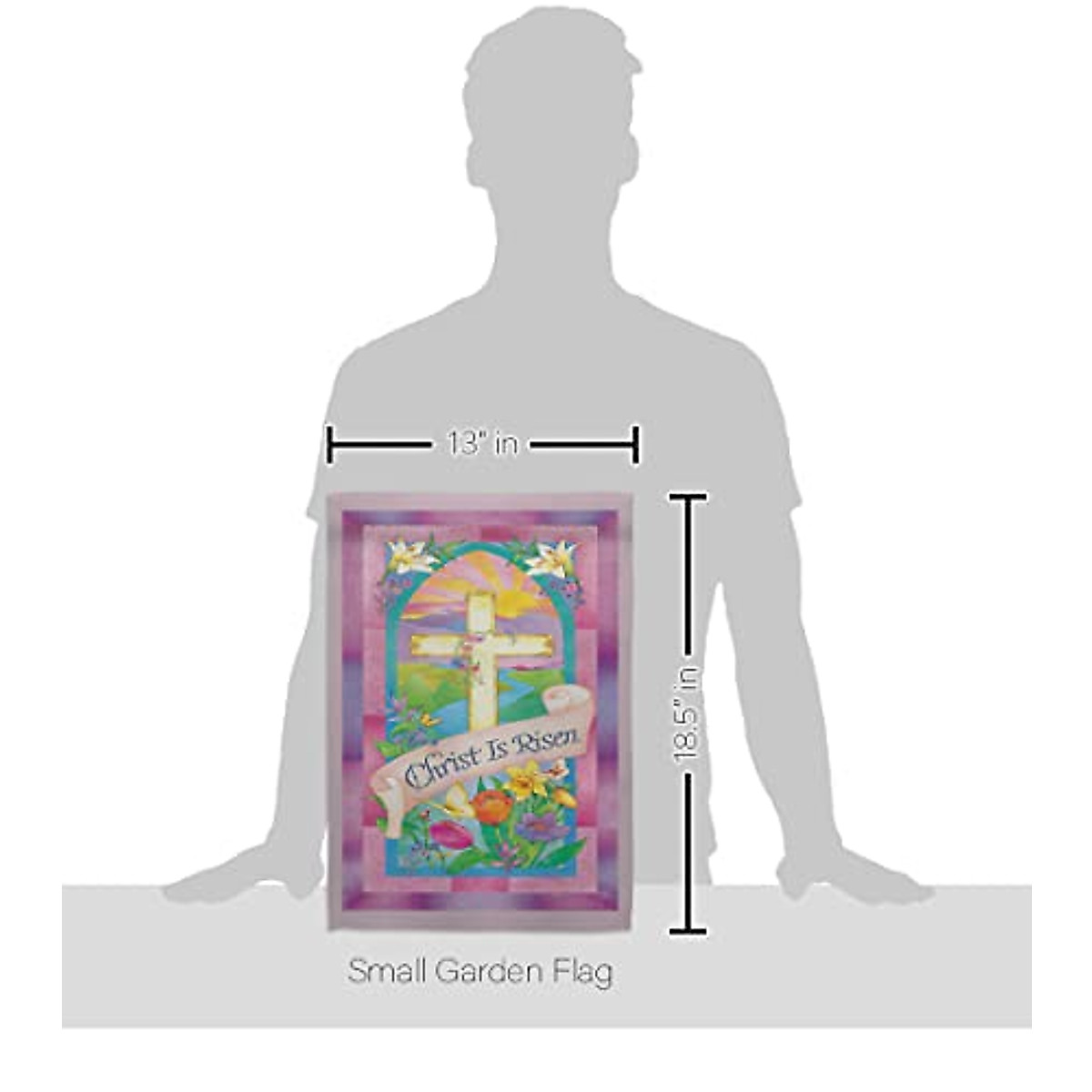 Breeze Decor Christ is Risen Garden Spring Easter Egg Bunny Chicks Cross Religious Christian Rejoice Tulip Decorative Gift House Banner Double Sided, Thick Fabric, Small Flag Only