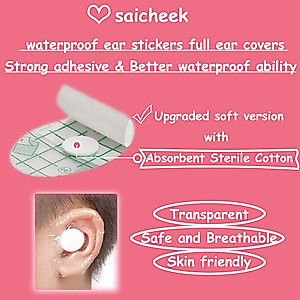 saicheek 20-Pack Baby Ear Covers for Shower with Cotton Ball,Baby Shower Cap Baby Ear Protection for Bath,Waterproof Ear Covers Ear Stickers for Swimming,Shower Cap for Kids Toddler