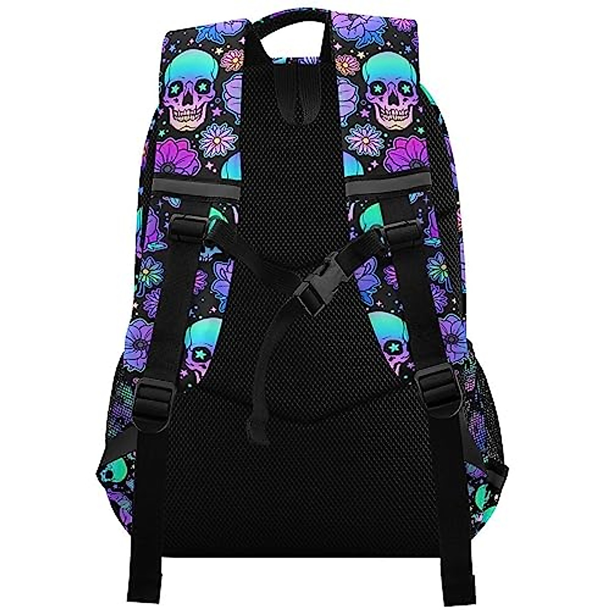 MNSRUU Laptop Backpack with Chest Strap, Gothic Funny Skulls School Backpack, Travel Hiking Backpack for Boys Girls Teen Adult, Rucksack, Knapsack