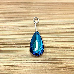 Gem Avenue Teardrop Shape Bermuda Blue Austrain Crystals 925 Sterling Silver Pendant for Women