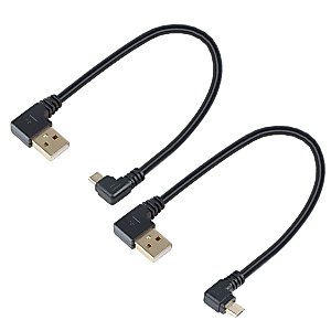 TENINYU Combo-Pack Left/Right Angle USB Cable 5.5 Inches for TV Stick and Power Bank - 90 Degree USB to Micro USB Cable for Roku TV Stick and More