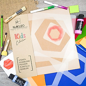 NAKLEO 5 pcs Reusable Plastic Stencils - Honey Honeycomb Hexagon - 13.4" to 3.5" - Pattern Children Kids Painting Template Room Decor - Craft DIY Wall Furniture