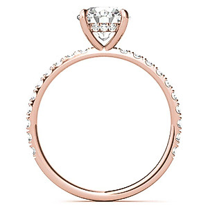 10K Solid Rose Gold Handmade Engagement Ring 1.00 CT Round Cut Moissanite Diamond Solitaire Wedding/Bridal Ring Set for Women/Her, Classic Ring Gifts for Her