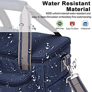 BALORAY Lunch Bag Large Picnic Bag Leakproof Insulated Lunch Bags for Adults Perfect for Long Hour Working (Blue)