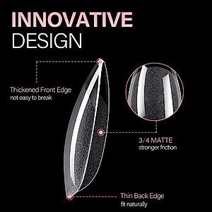 AILLSA Short Almond Nail Tips 360Pcs Full Cover Soft Gel Nail Tips Half Matte No File Clear False Gelly Nail Tips Fake Almond Shaped Nails for Press On Nail Extension DIY Valentine Gift 12 Sizes