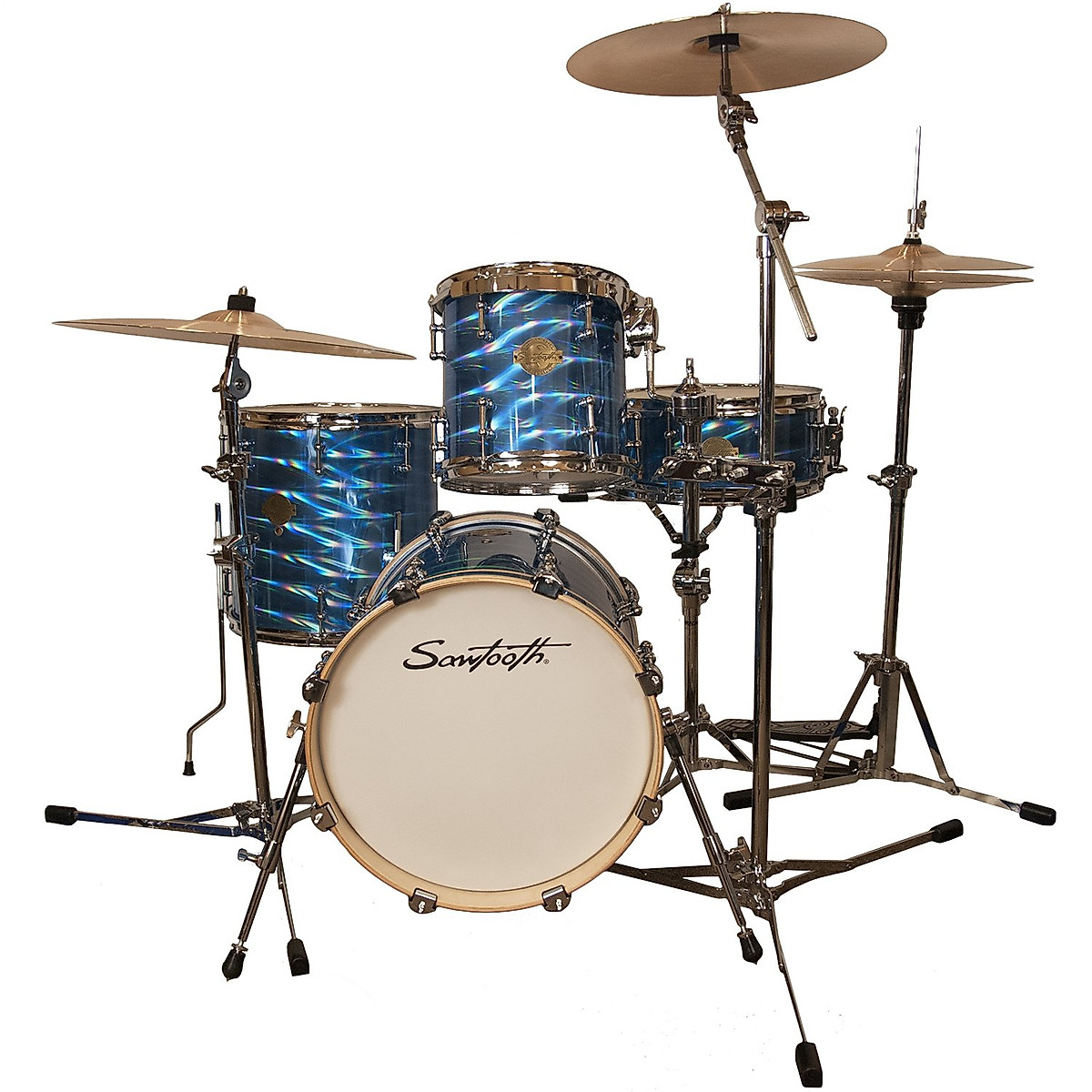Sawtooth Command Series 4-Piece Shell Pack with 16" Bass Drum, Blue Mirror Metallic, (ST-COM-4PC-16-BMM)