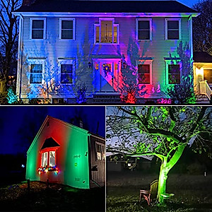 MGKZ Solar Spot Lights Outdoor, Multi-Color Waterproof Solar Landscape Lighting RGB Spotlights Solar Outdoor Lights Halloween Christmas Decoration Lights for Garden Backyard Pool Flag, 2 Pack